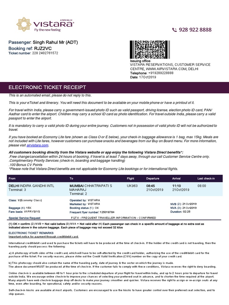 Flight Ticket | PDF | Baggage | Ticket (Admission)