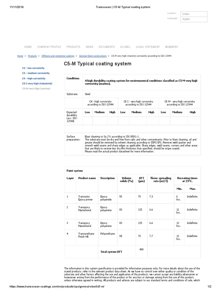 Transocean - C5-M Typical Coating System | PDF | Corrosion | Paint
