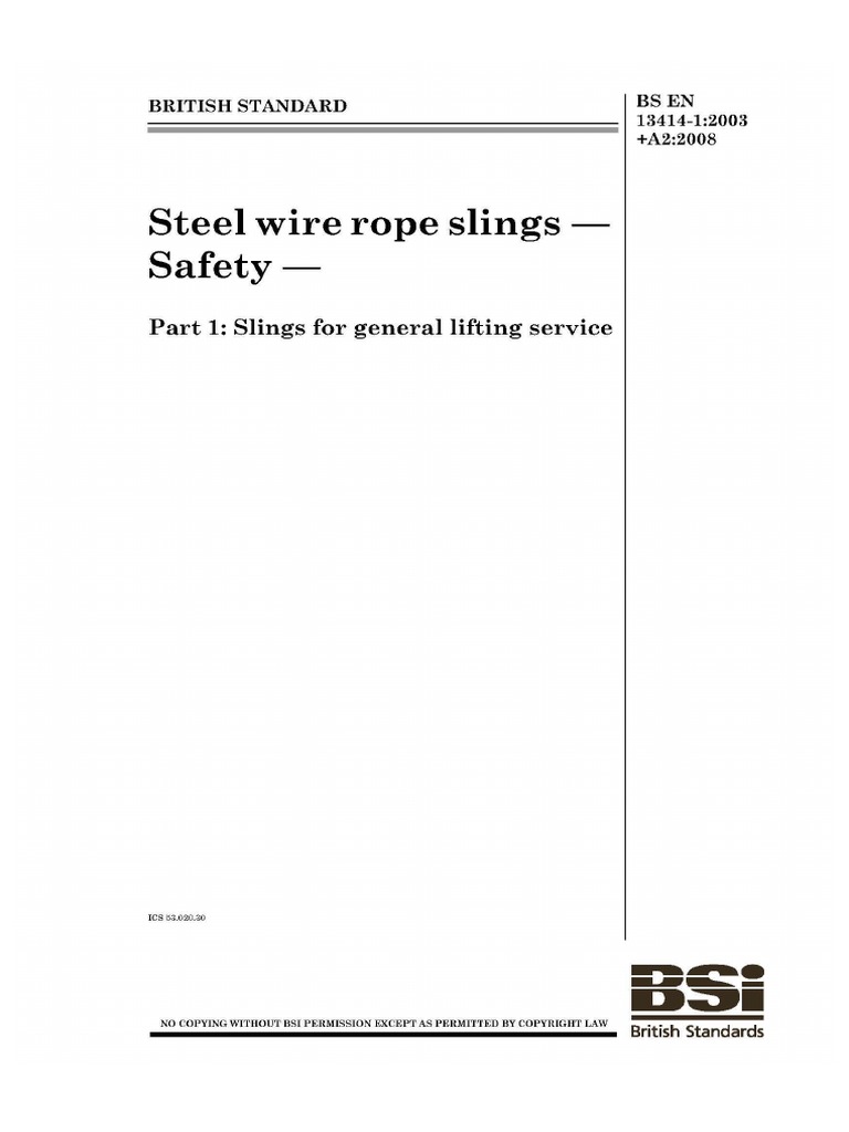 BS EN 13414-1 2003 +A2 2008 Standard | PDF | Wire | Manufactured Goods