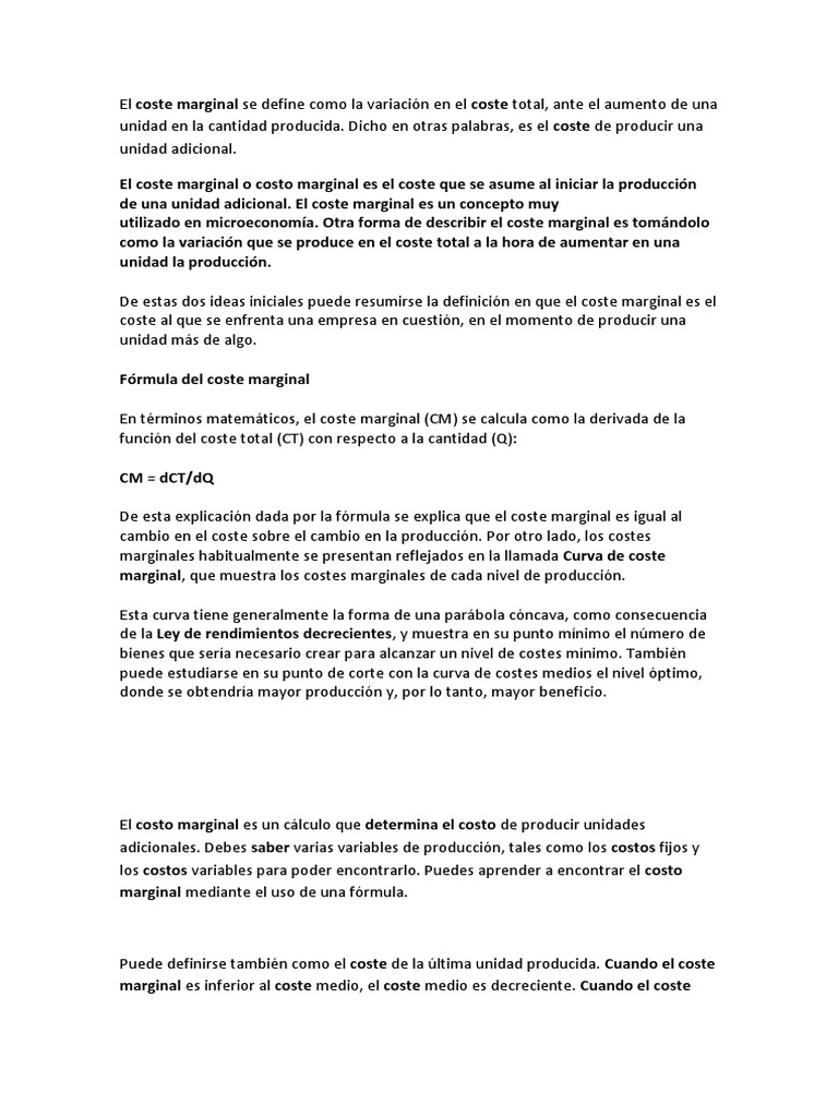 Coste Marginal | PDF