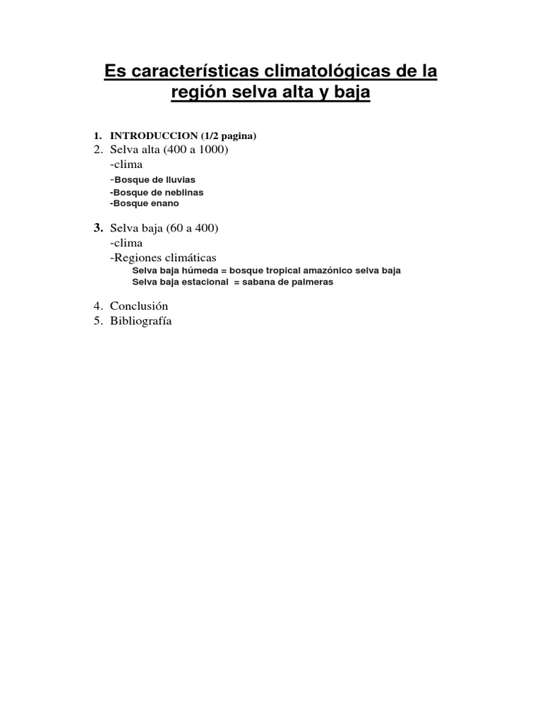 Climatológias de La Región Selva Alta y Baja | PDF | Selva | Clima