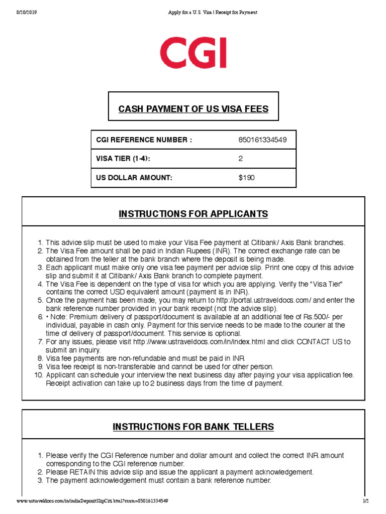 CGI Visa Fees | PDF | Travel Visa | Payments