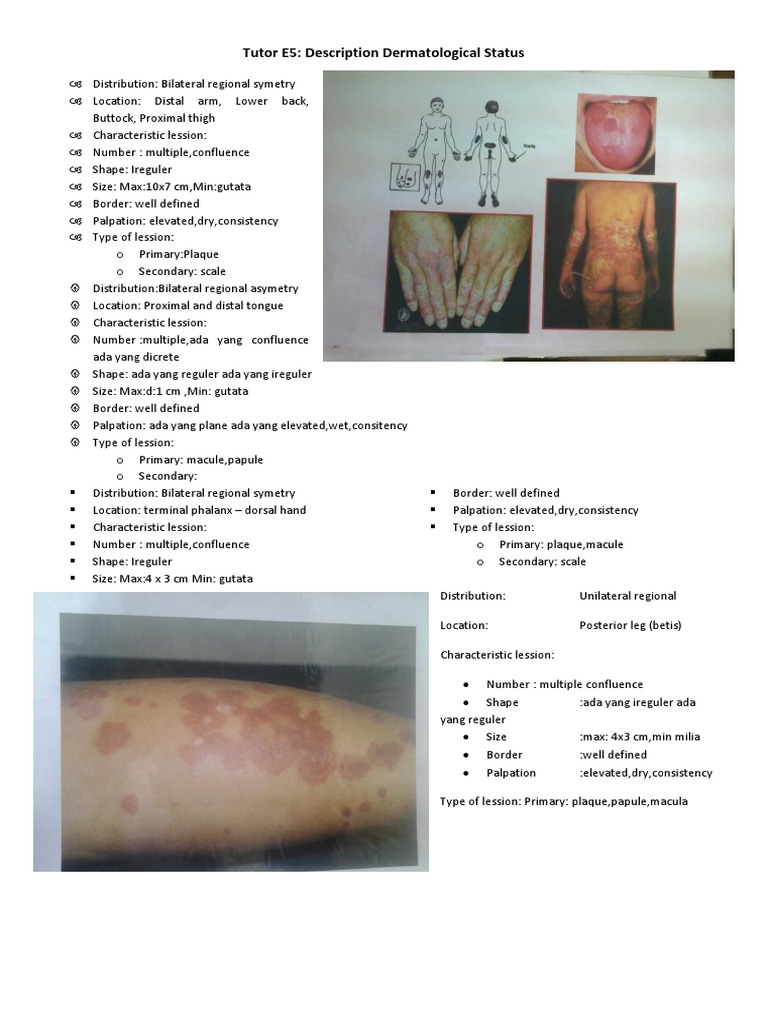 Description Dermatological Status | PDF | Anatomical Terms Of Location ...