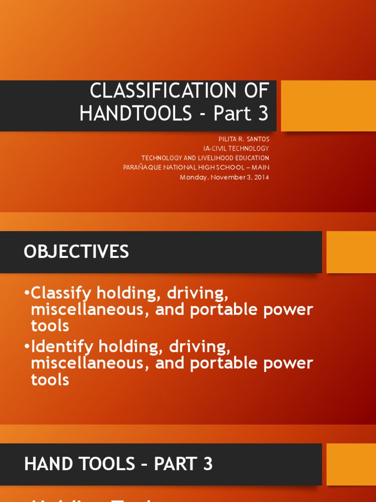 Classification of Handtools - Part 3 | PDF | Computers