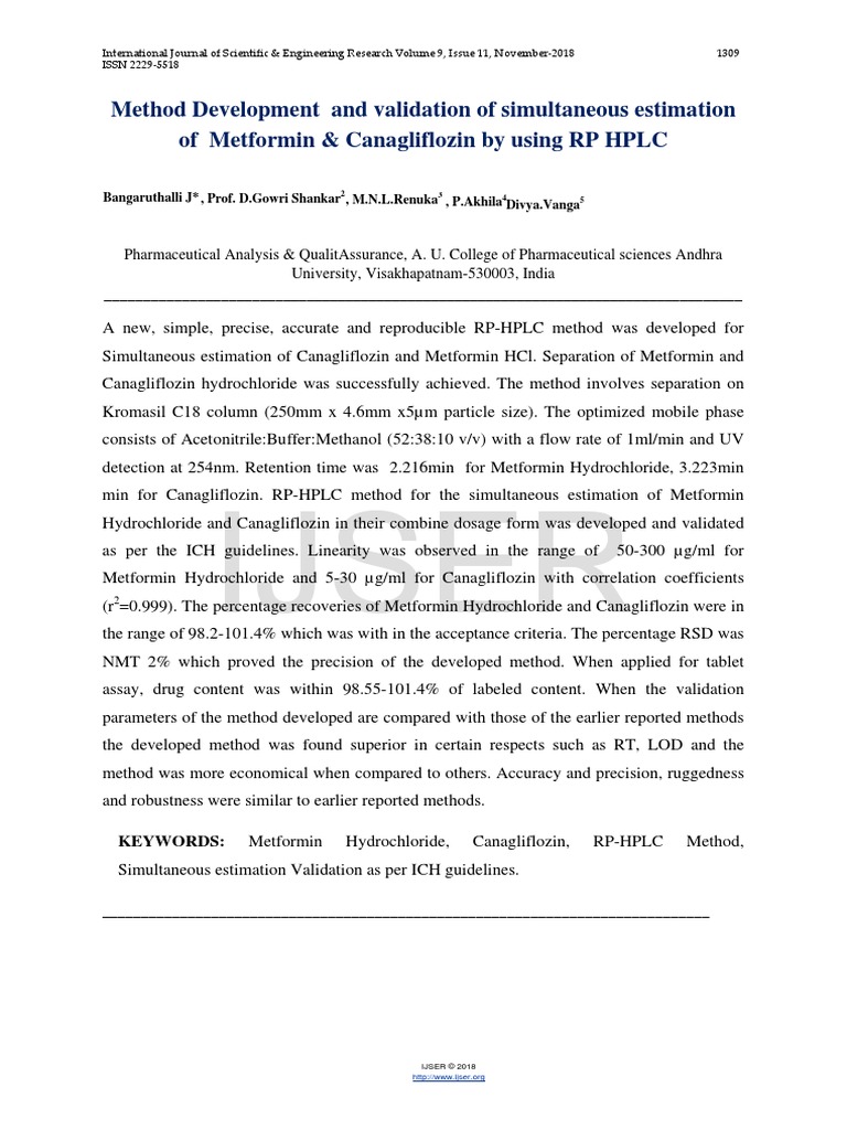 Method Development And Validation Of Simultaneous Estimation Of Metformin Canagliflozin By Using