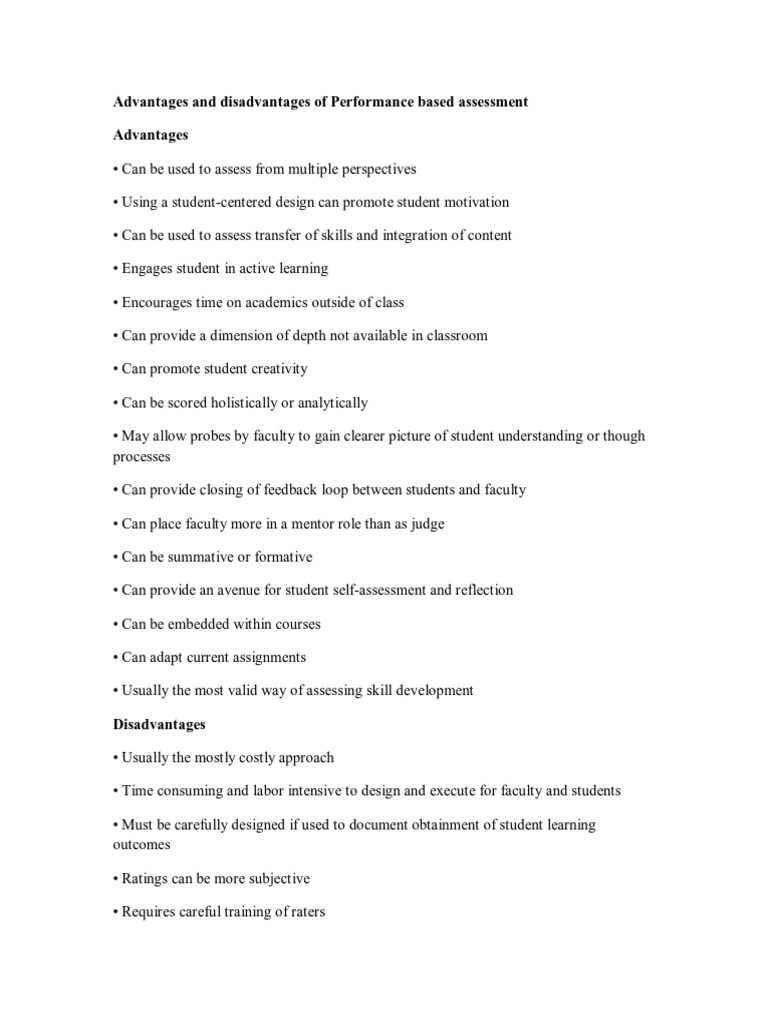 Performance-Based Assessment Benefits | PDF