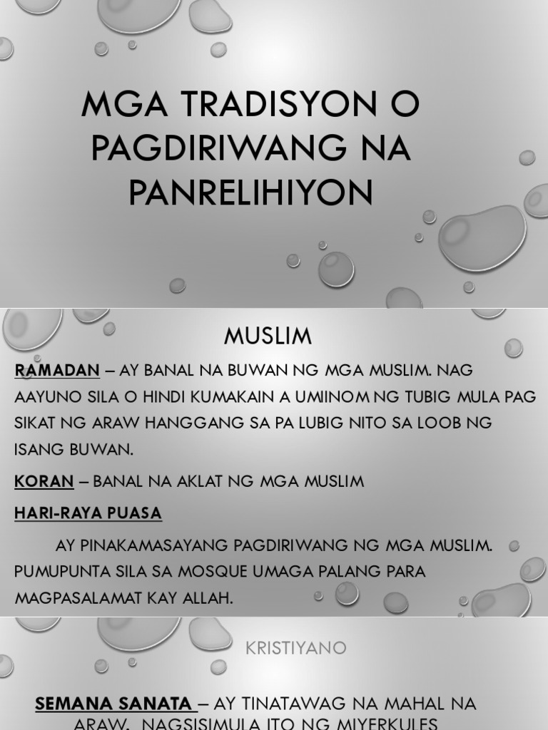 Mga Tradisyon o Pagdiriwang Na Panrelihiyon | PDF