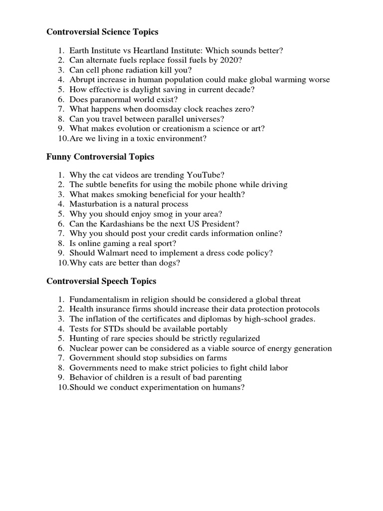 Controversial Science Topics | PDF | The United States | Science