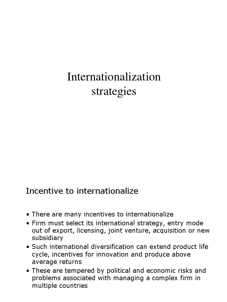 Internationalisation Strategies | PDF | Competition | Strategic Management
