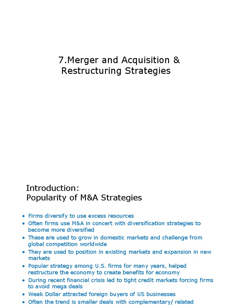 7.merger and Acquisitions | PDF | Leveraged Buyout | Mergers And ...