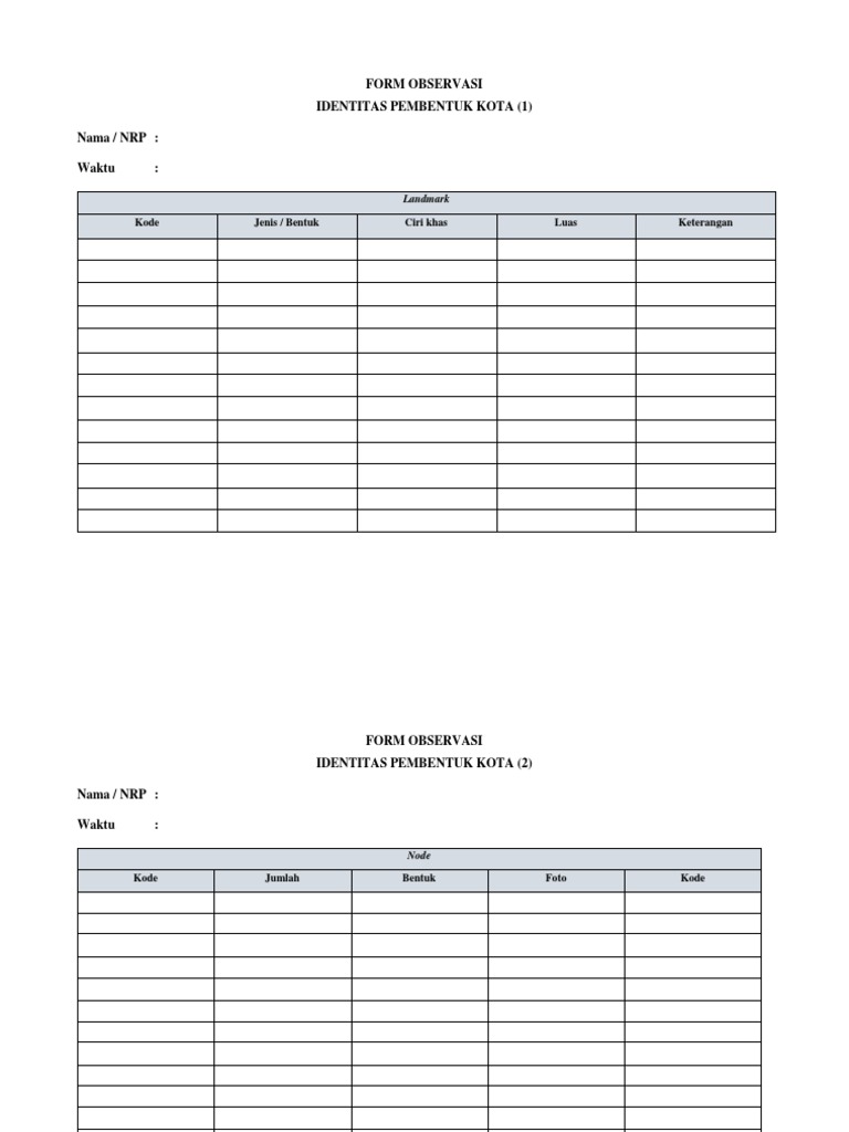 Form Observasi (Tabel) | PDF