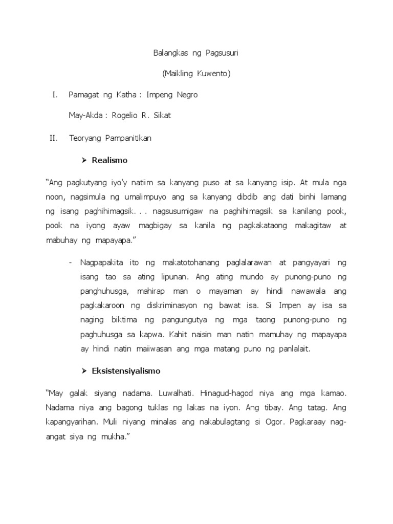 Balangkas NG Pagsusuri | PDF