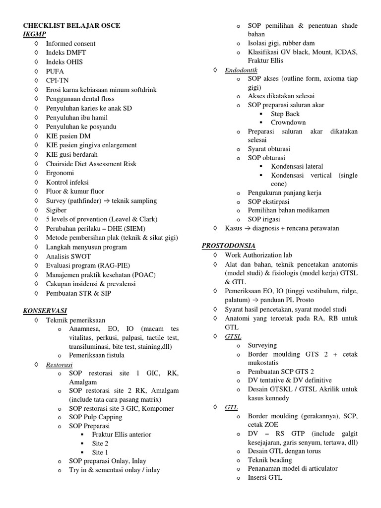 Checklist Belajar Osce | PDF