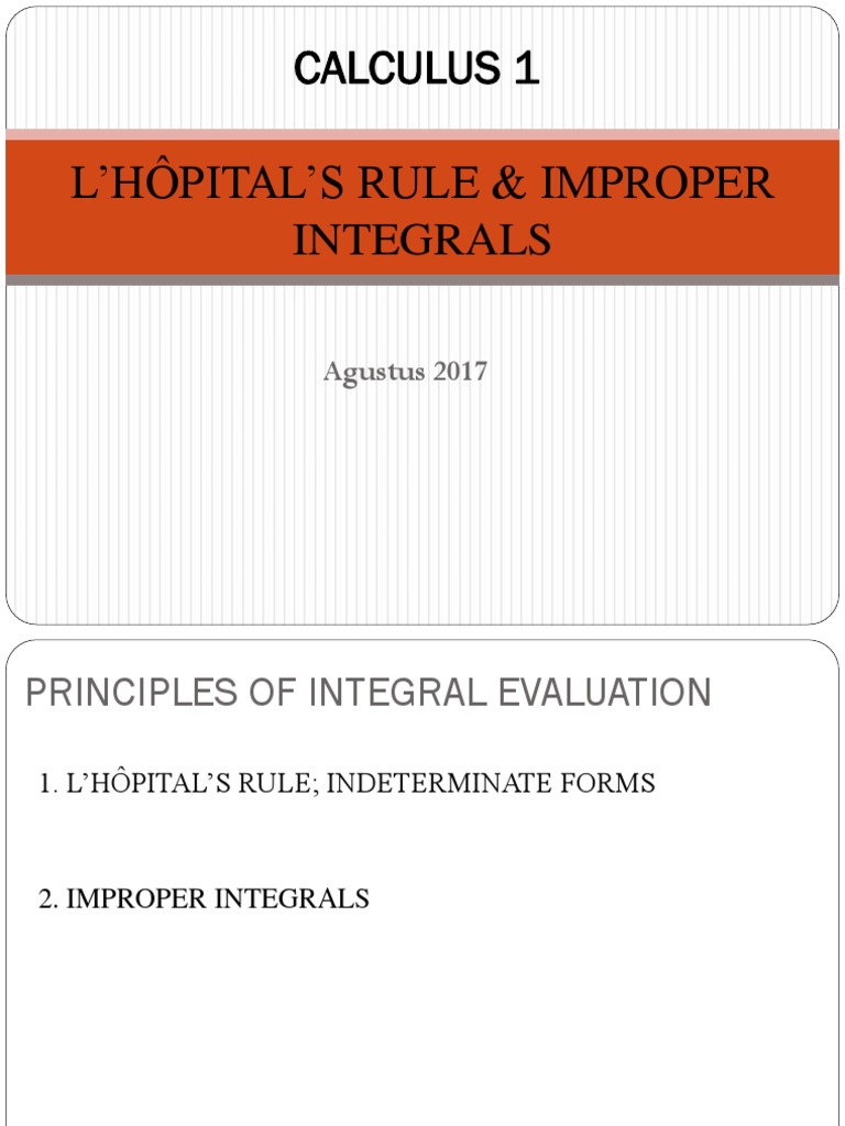 L'hôpital's Rule & Improper Integrals SP | PDF | Integral ...