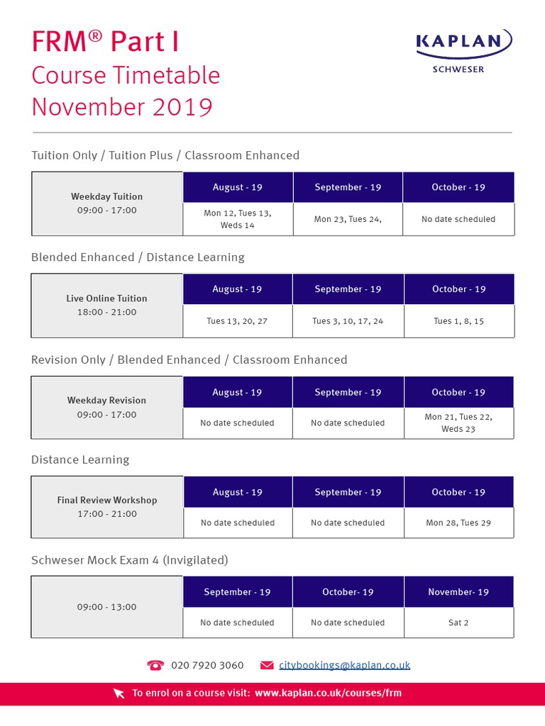 Course Timetable November 2019: Tuition Only / Tuition Plus / Classroom ...