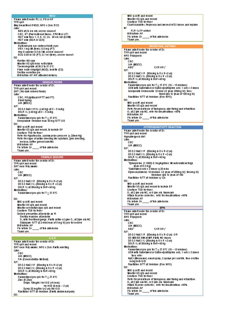 Pedia Handy Notes | PDF | World Health Organization | Clinical Medicine