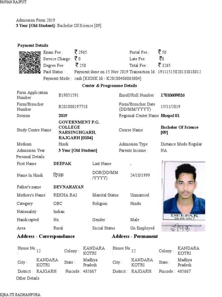 Address - Correspondance Address - Permanent | PDF