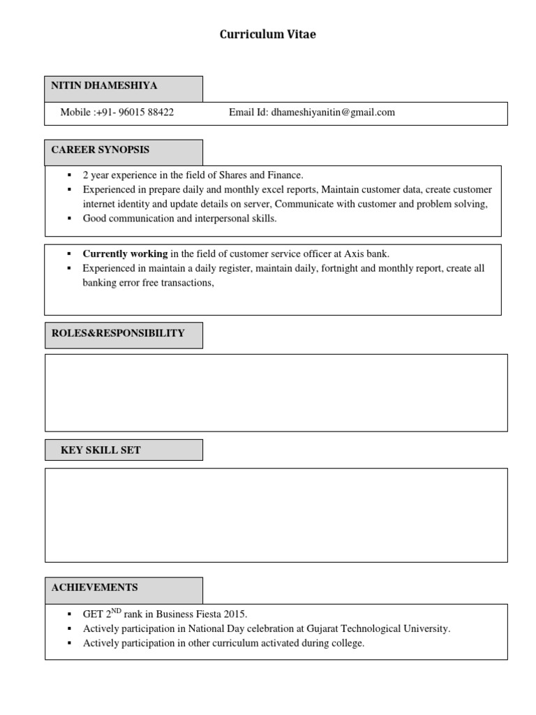 Curriculum Vitae: Nitin Dhameshiya | PDF | Computing | Business