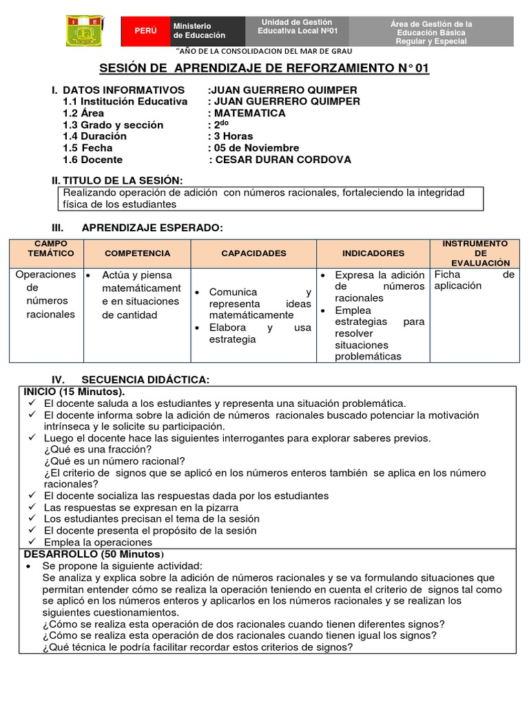Sesion de Reforzamiento | PDF | Número racional | Teoria de la mente