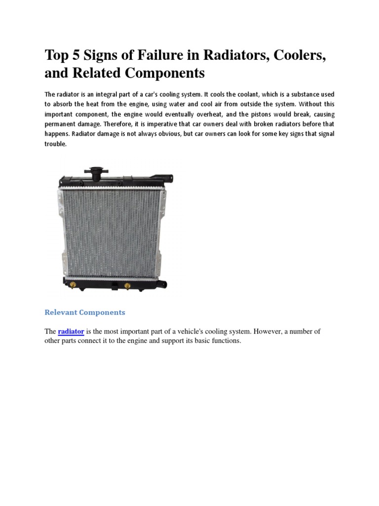 Top 5 Signs of Failure in Radiators, Coolers, and Related Components ...