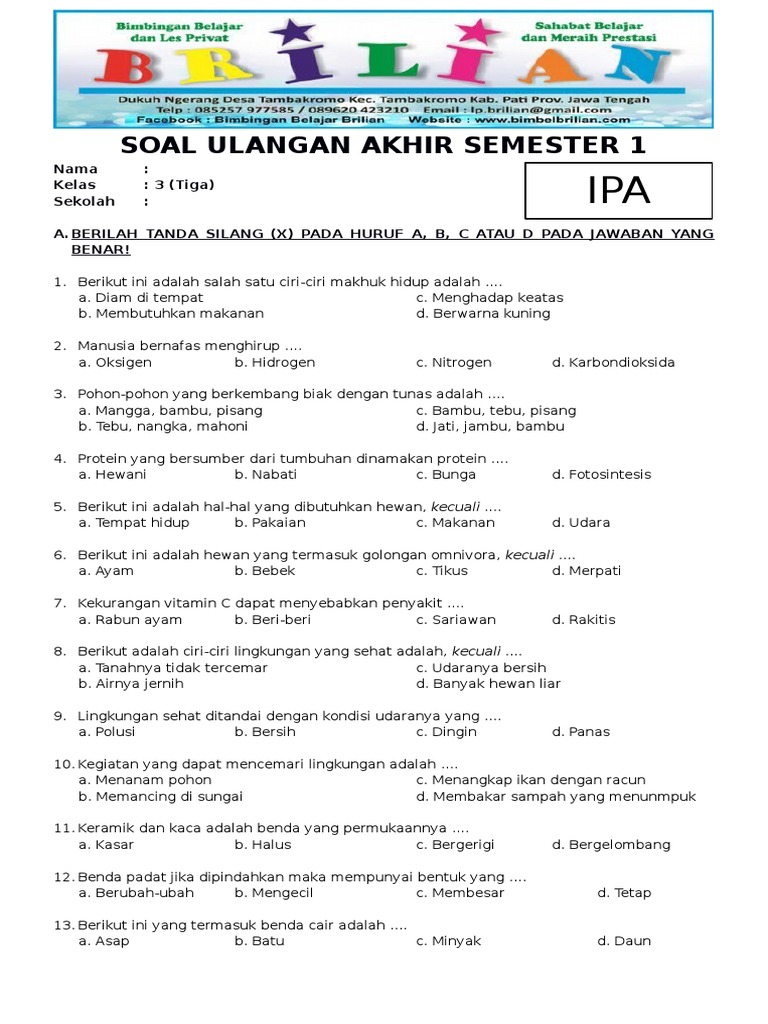 Soal IPA Kelas 3 | PDF
