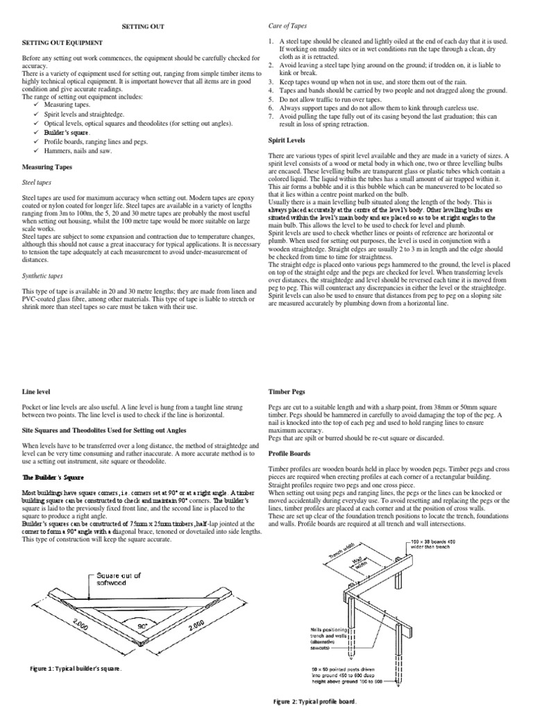 Setting Out Equipment Guide | PDF | Lumber | Nature