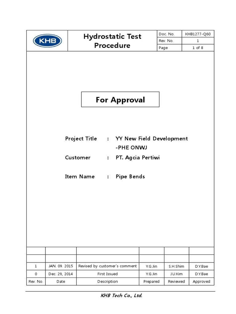 Hydrostatic Test Procedure (Rev.1) | PDF | Pipe (Fluid Conveyance ...