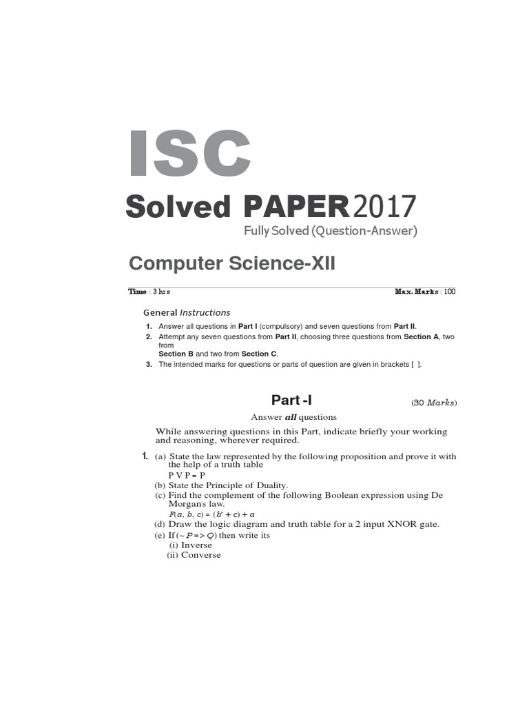 Analysis of a Computer Science Solved Paper and Solutions for Key Questions | PDF | Constructor ...