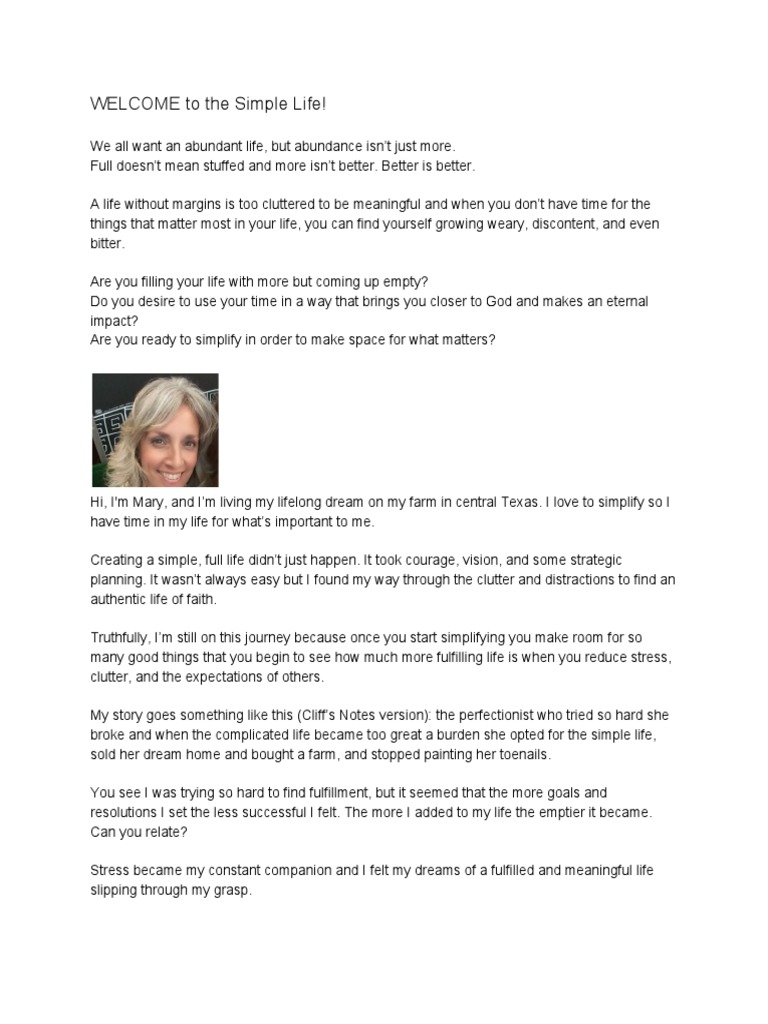 Beginners Steps To A Simpler Life | PDF | Simple Living