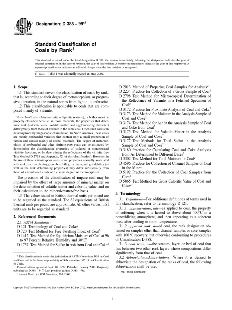 Coals by Rank: Standard Classification of | PDF | Bituminous Coal | Lignite