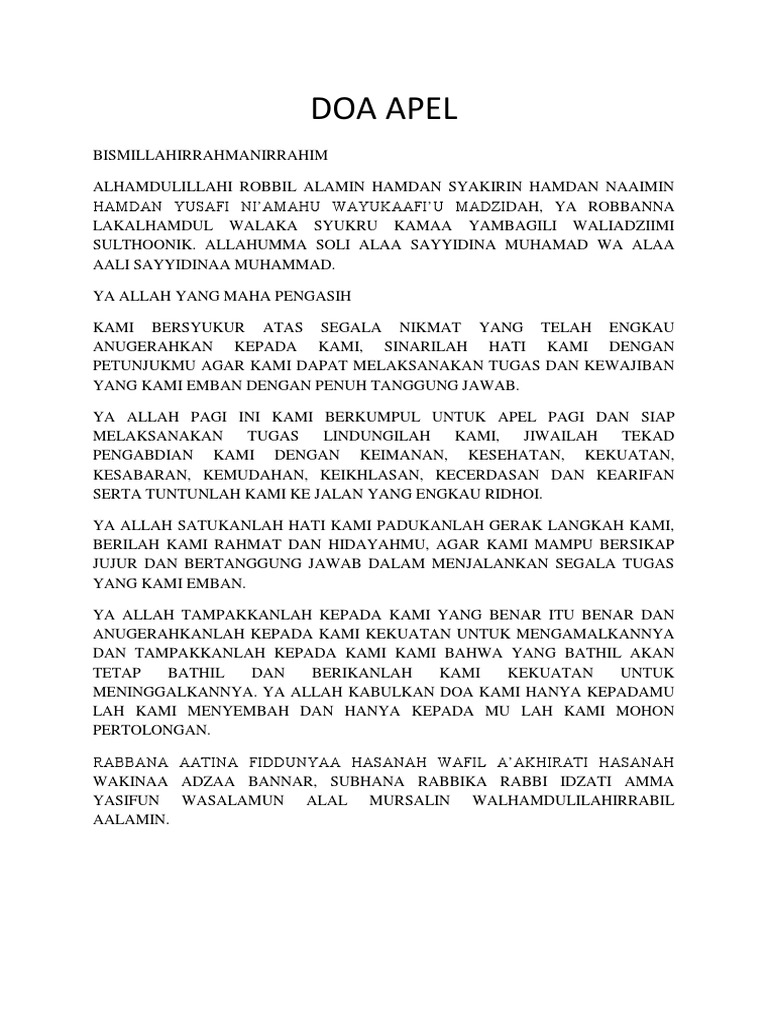 Doa Apel Pagi | PDF