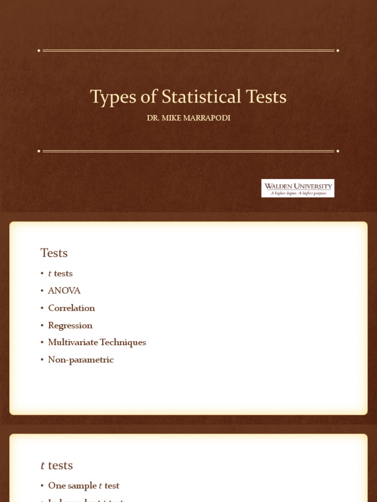 Overview of Statistical Tests | PDF | Student's T Test | Analysis Of ...