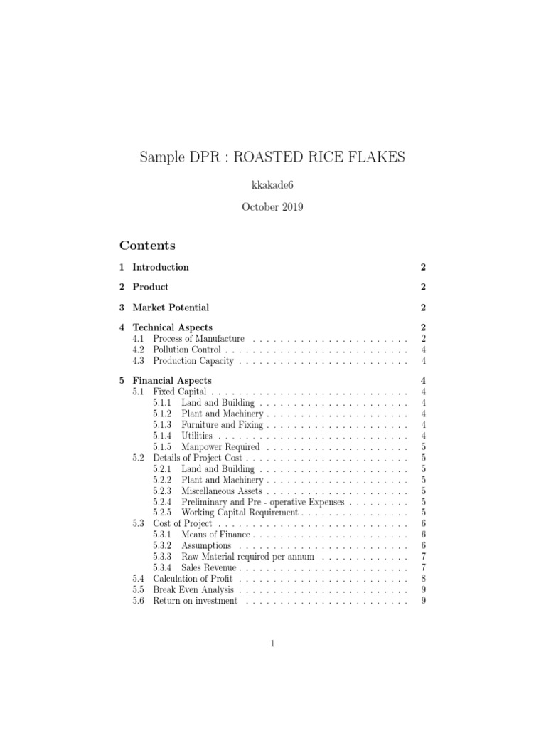 Sample DPR | PDF | Expense | Interest