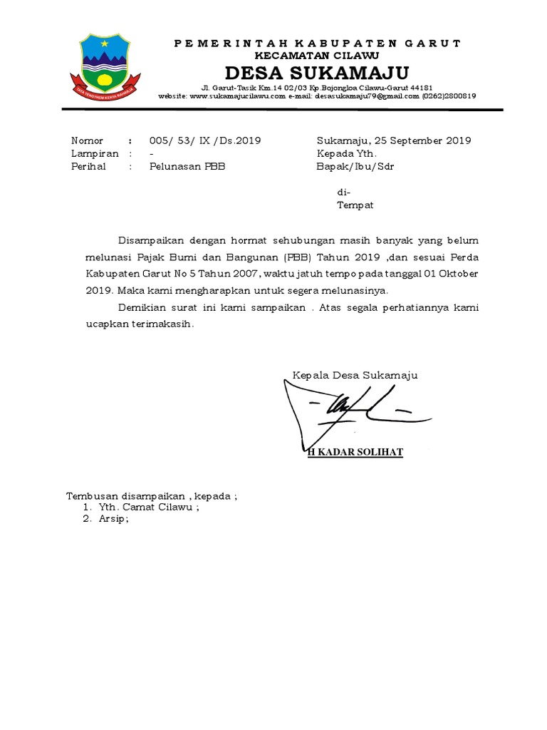 Surat Pemberitahuan PBB | PDF