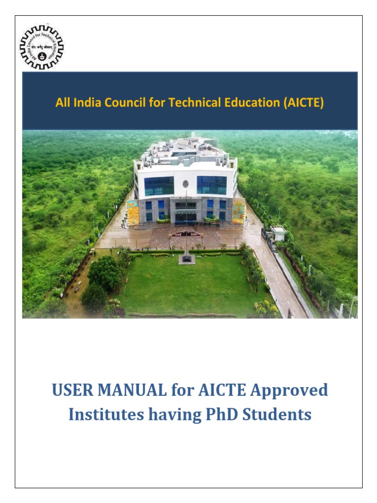 User Manual For Aicte Approved Institutes Having PHD Students | PDF ...