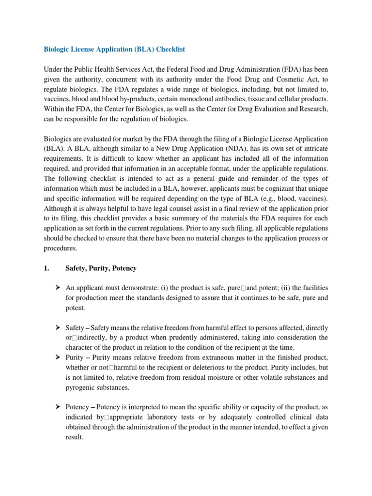 Biologic License Application | Download Free PDF | Food And Drug ...
