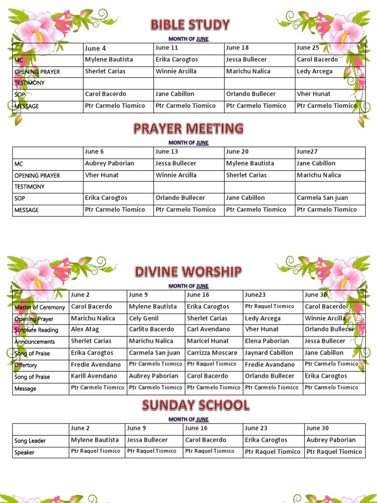 June 4: MC Opening Prayer Testimony SOP Message | PDF | Worship