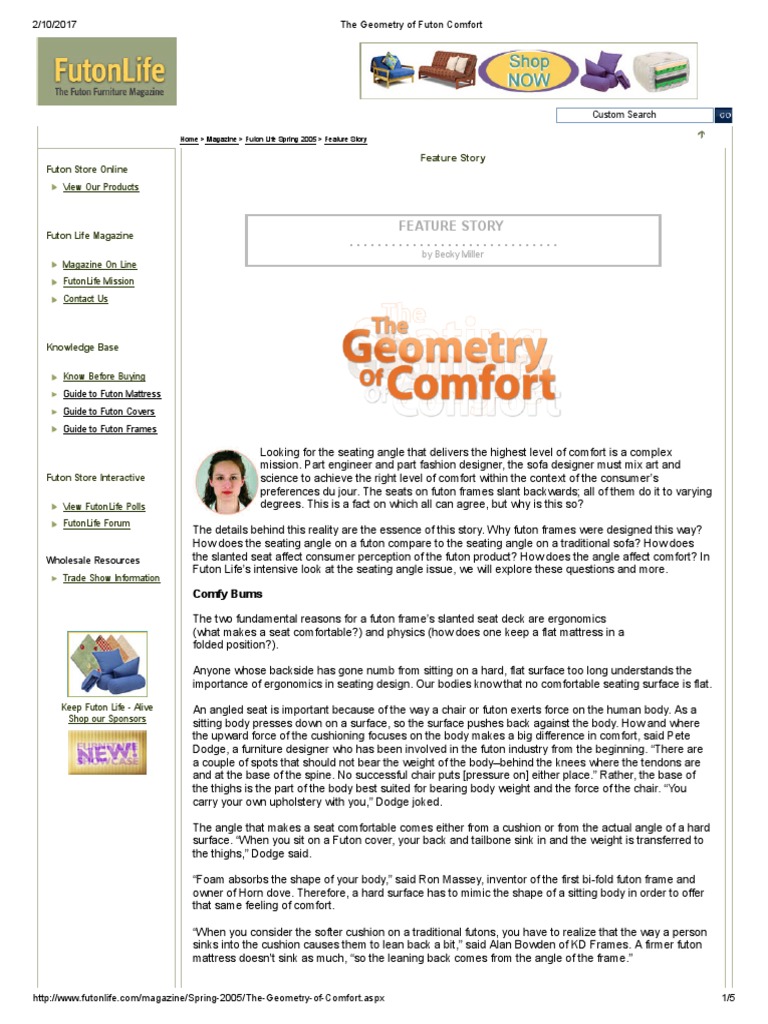 The Geometry of Futon Comfort | PDF | Chair | Mattress