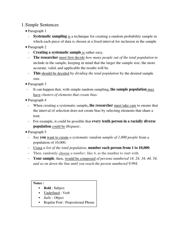 Simple Sentences: Population Could Be Hispanic | PDF | Sampling ...