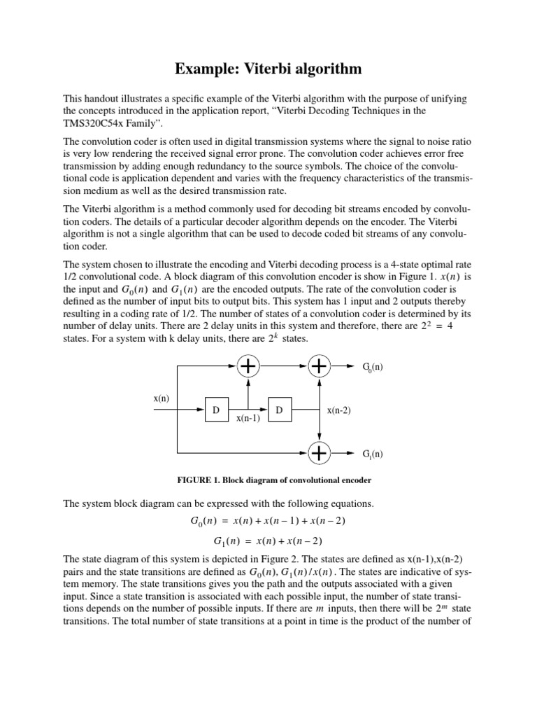 Example Viterbi Algorithm Xn G N G N Pdf Telecommunications Engineering Computer Engineering