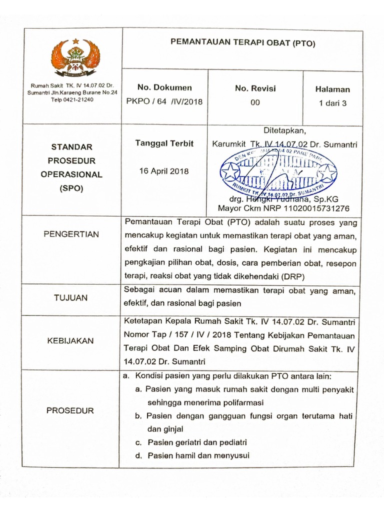 Sop Pemantauan Terapi Obat | PDF