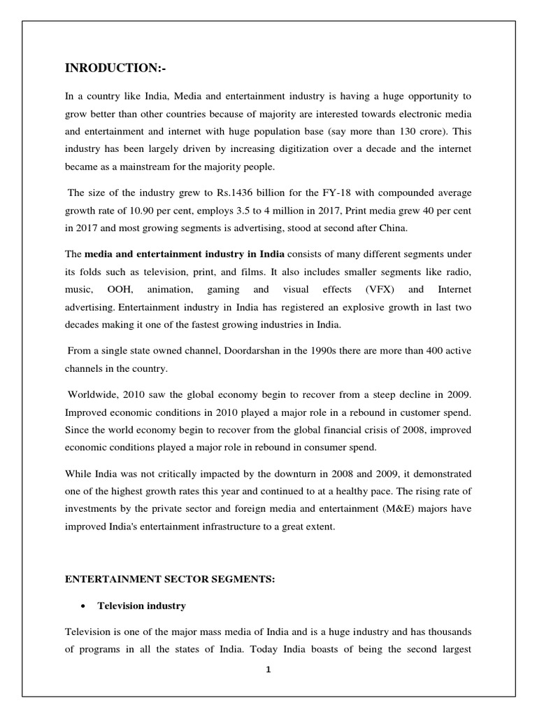 Entertainment Industry Report | PDF | Business