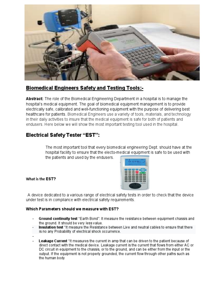 Biomedical Engineers Safety and Testing Tools | PDF | Ventricle (Heart ...