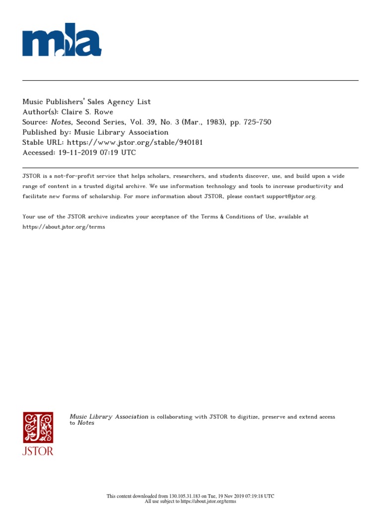 Music Library Association Notes: This Content Downloaded From 130.105 ...
