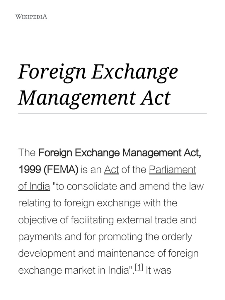 Foreign Exchange Management Act - Wikipedia | Download Free PDF ...
