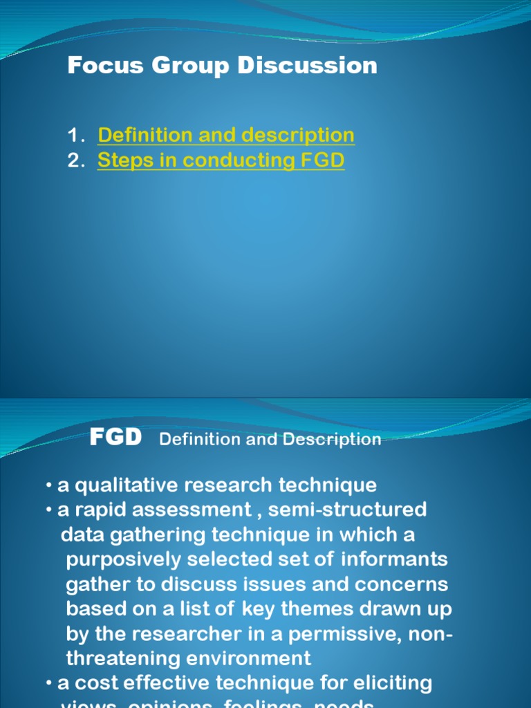 Focus Group Discussion Guide | PDF | Focus Group | Psychological Concepts