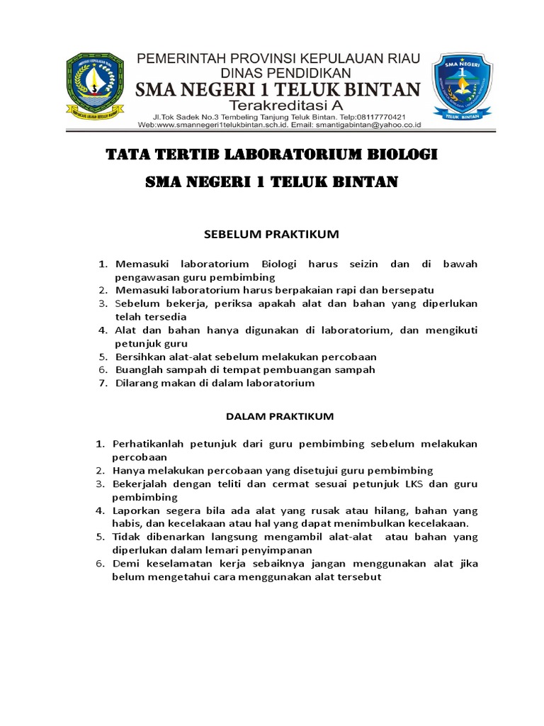 Tata Tertib Lab. Biologi | PDF