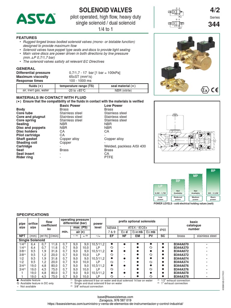 ASCO Series 344 Solenoid Valves Guide | PDF | Valve | Electrical Connector