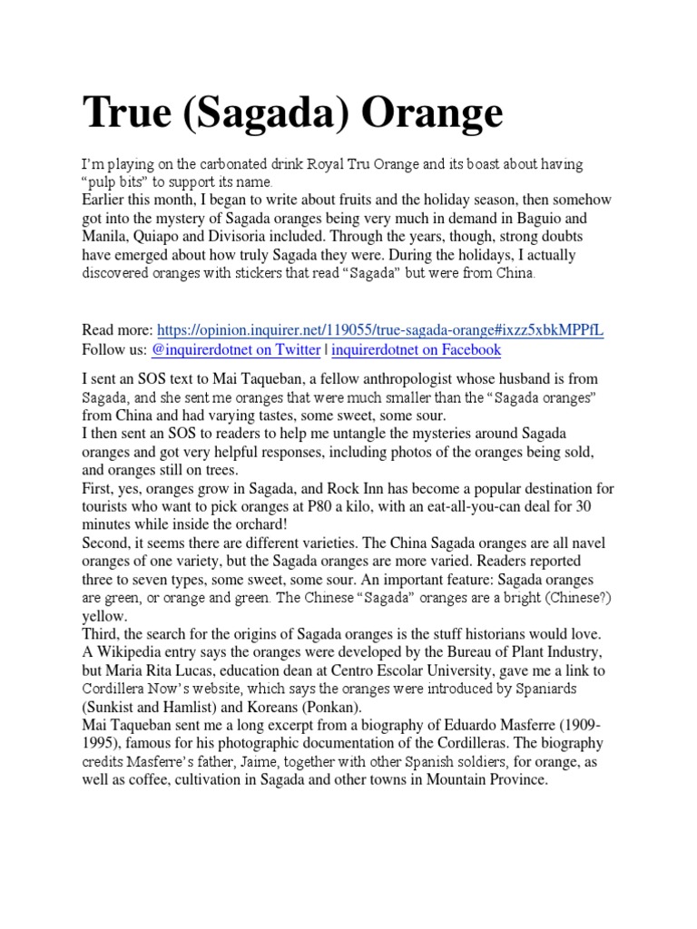Sagada Orange | PDF | Orange (Fruit) | Orange Juice