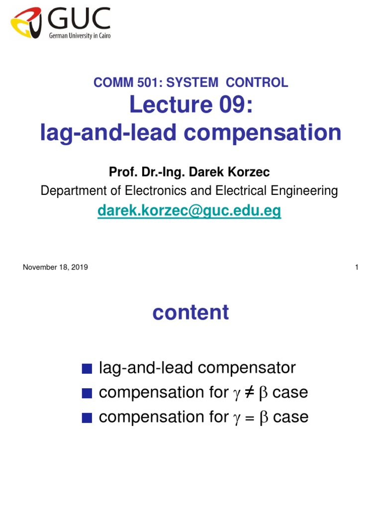Lag And Lead Compensation A Detailed Examination Of Compensator Design